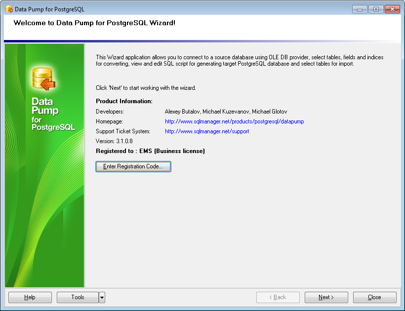 Online Documentation for Data Pump for PostgreSQL | SQLManager